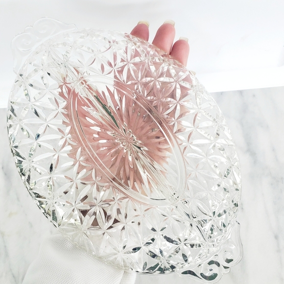 Dining | Vintage Divided Pressed Cut Crystal Clear Glass Oval Relish ...